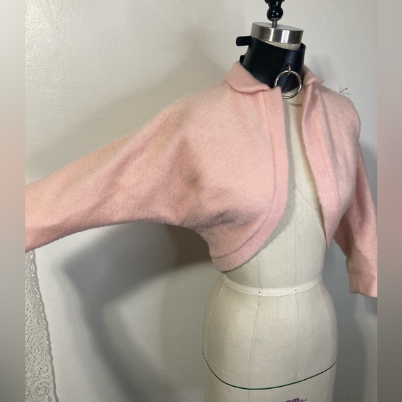 Jackets & Coats | Vtg Wool Felt Collared Half Sleeve Shrug Cropped ...
